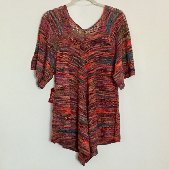 Faded Glory | Tops | Orange Blue Open Weave Tunic L Nwt | Poshmark